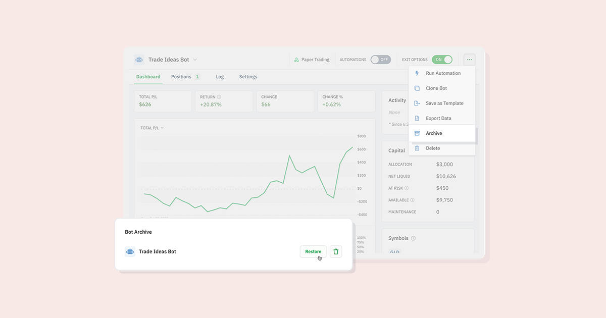 Bot Archive Saves Restores Bots | Option Alpha