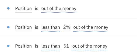 New Decisions to Check Position Moneyness