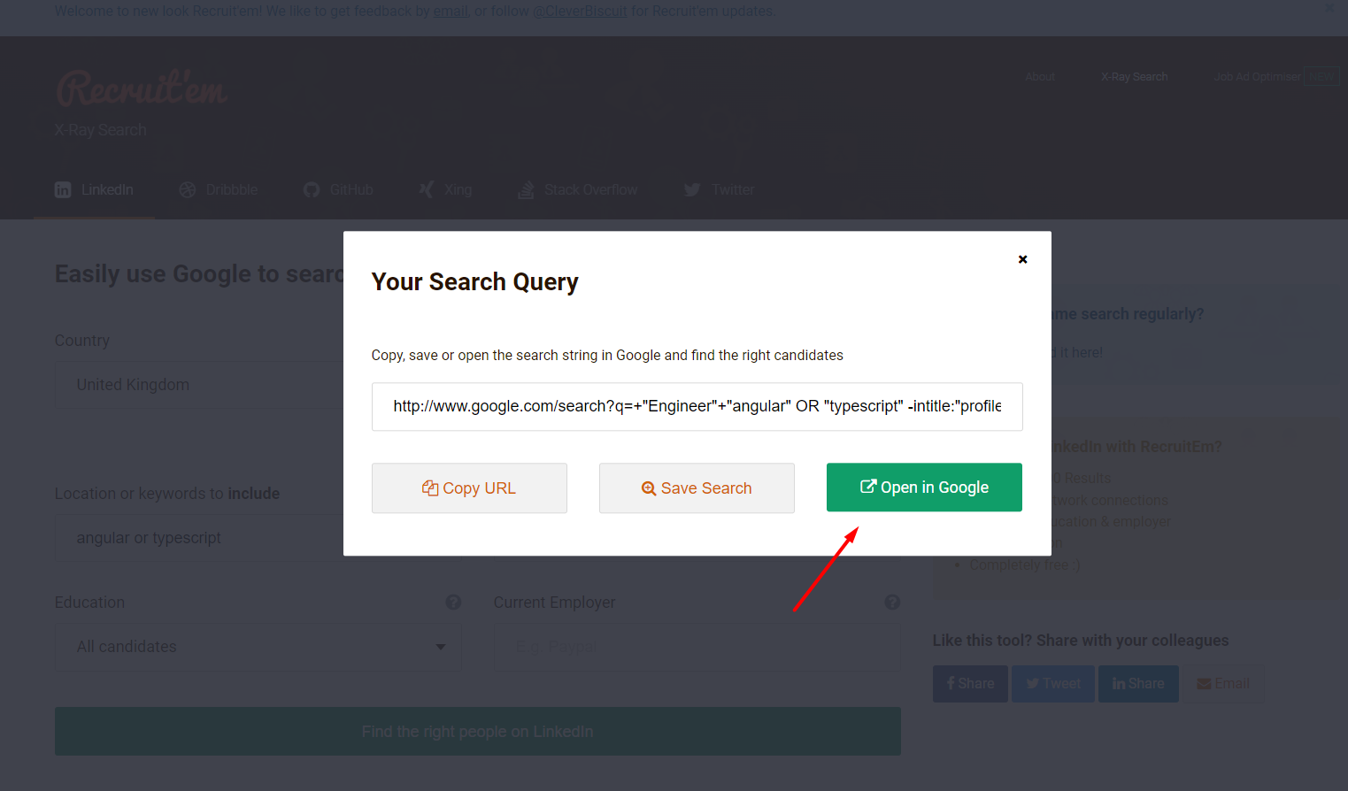 Recruitin (Recruit'em): Boolean X-ray search generator