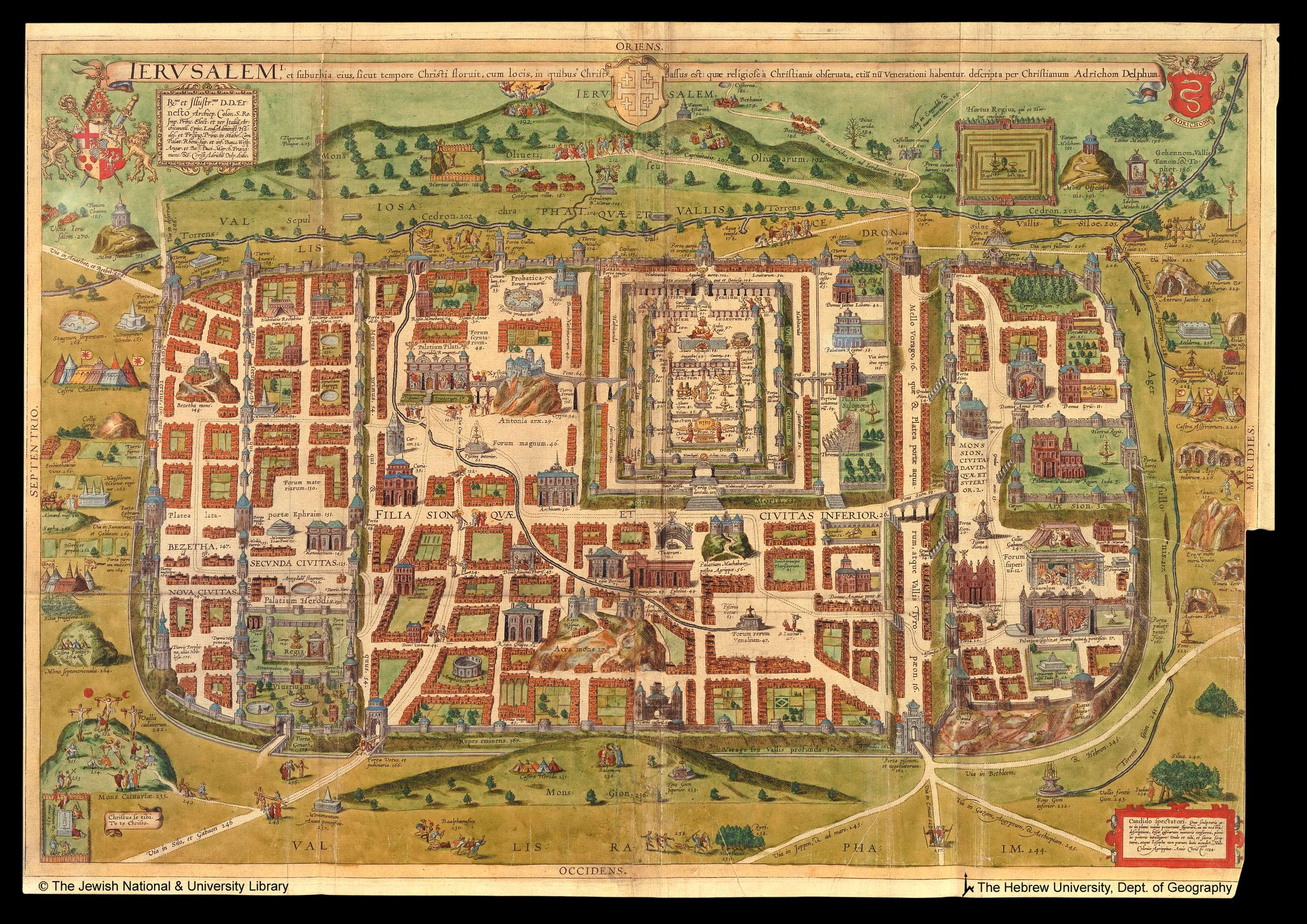 Map of Jerusalem, Christiaan van Adrichem, 1584 | The National Library ...