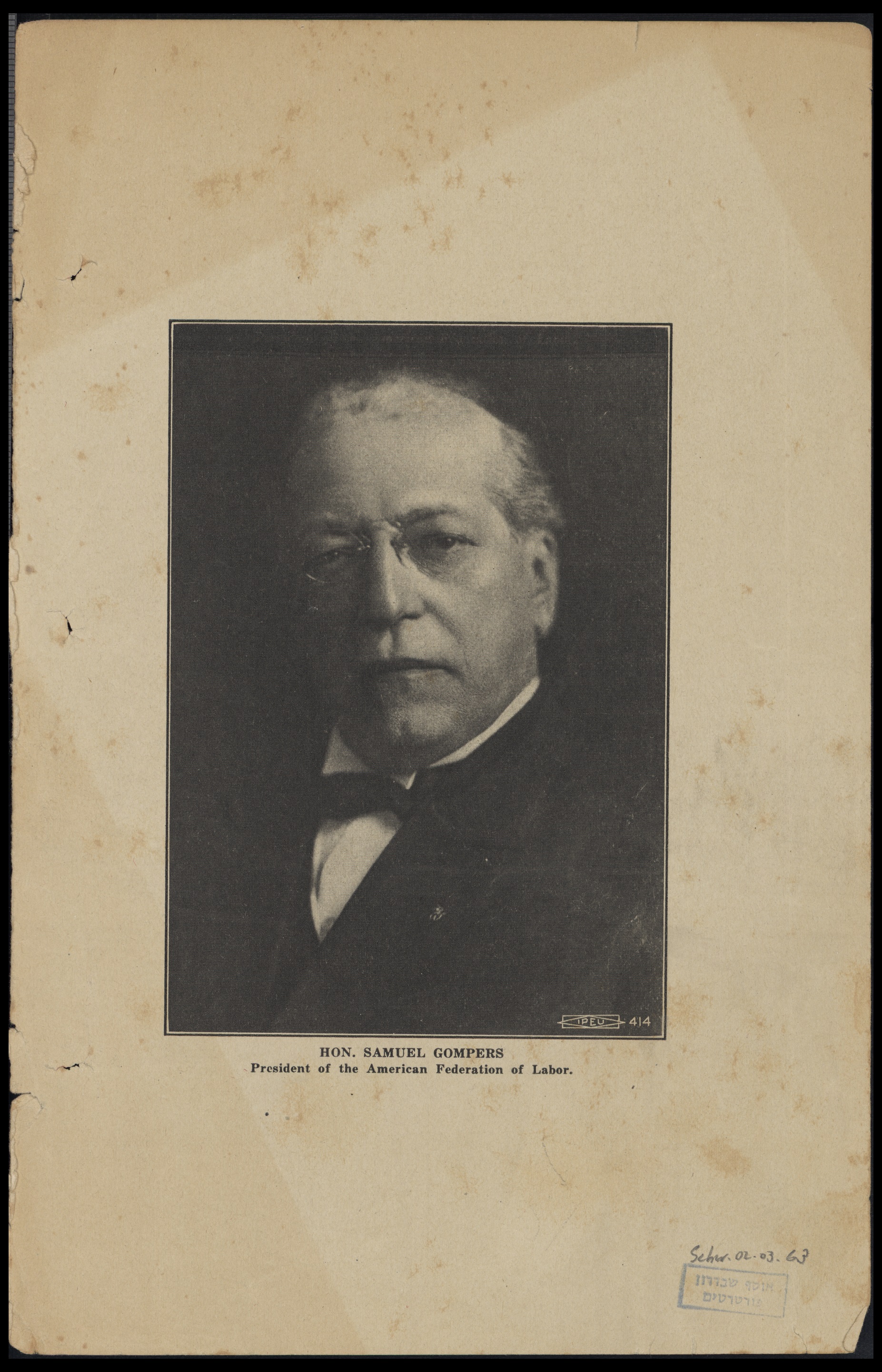 Photograph of American-Jewish Labour Leader Samuel Gompers | The ...
