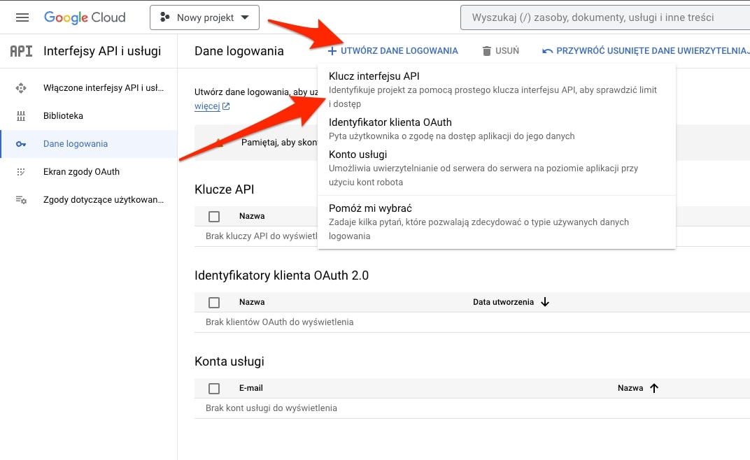 Jak zdobyć klucz API Google - Korzystanie Google Cloud Platform