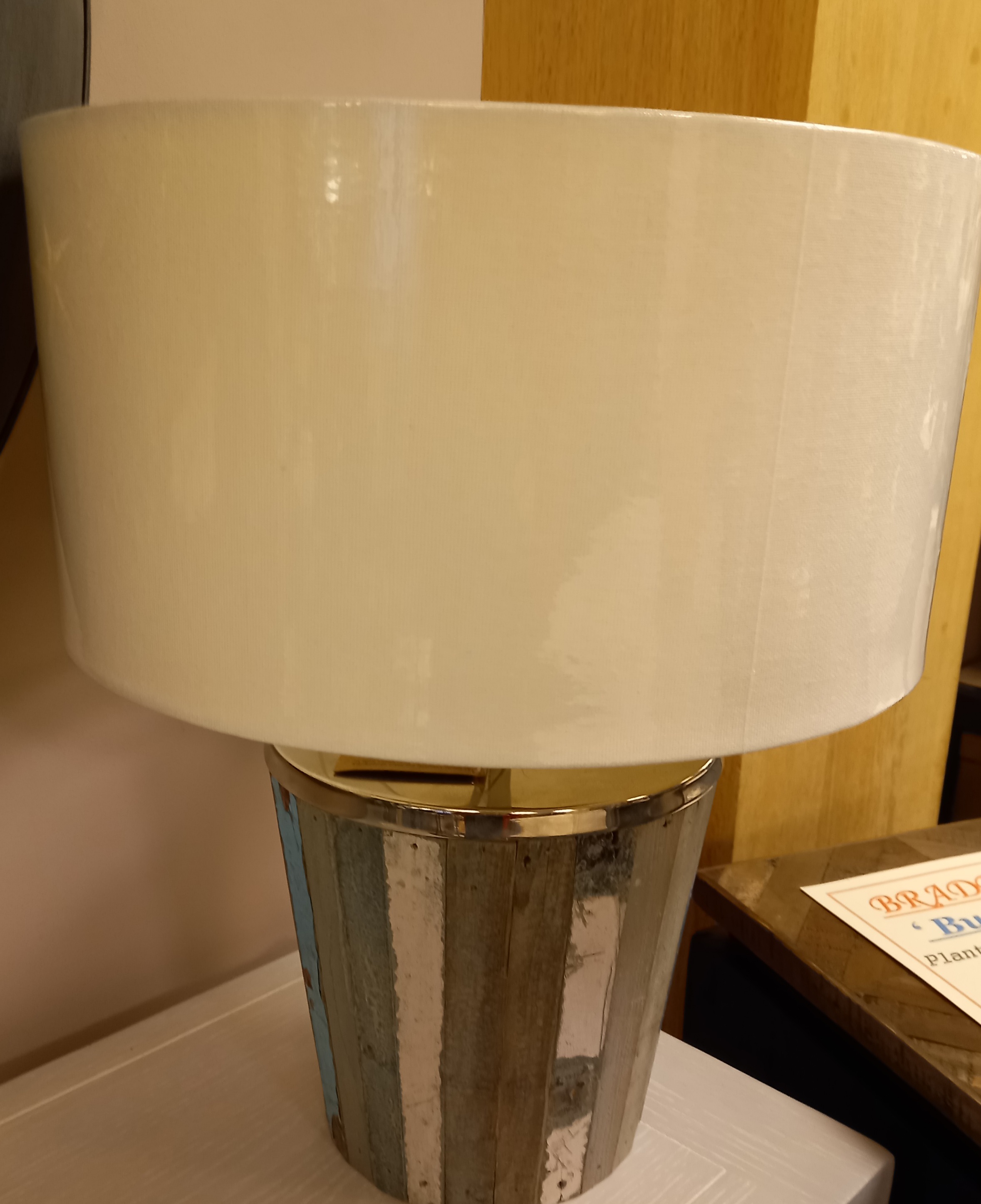 New in: Distressed wood table lamp | £ 129.00 GBP