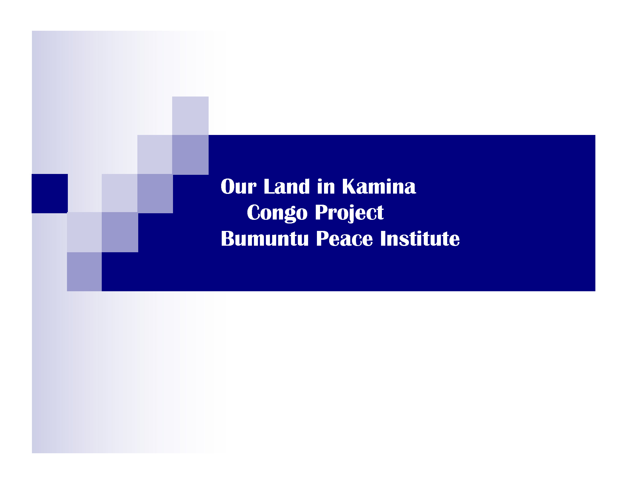 Our Land in Kamina - Congo Project - Bumuntu Peace Institute