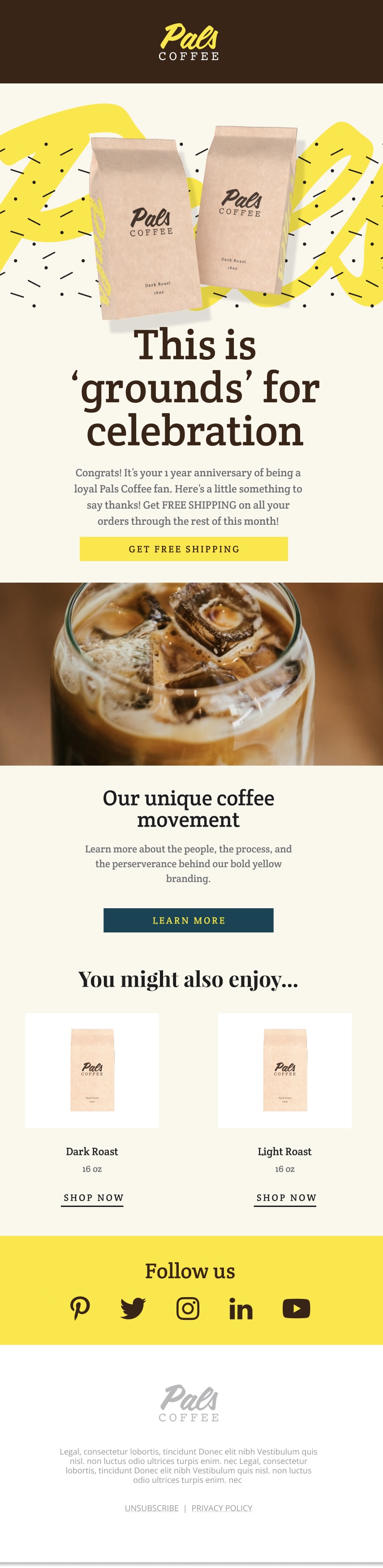 Customer Loyalty Welcome Email Template | Sendlane