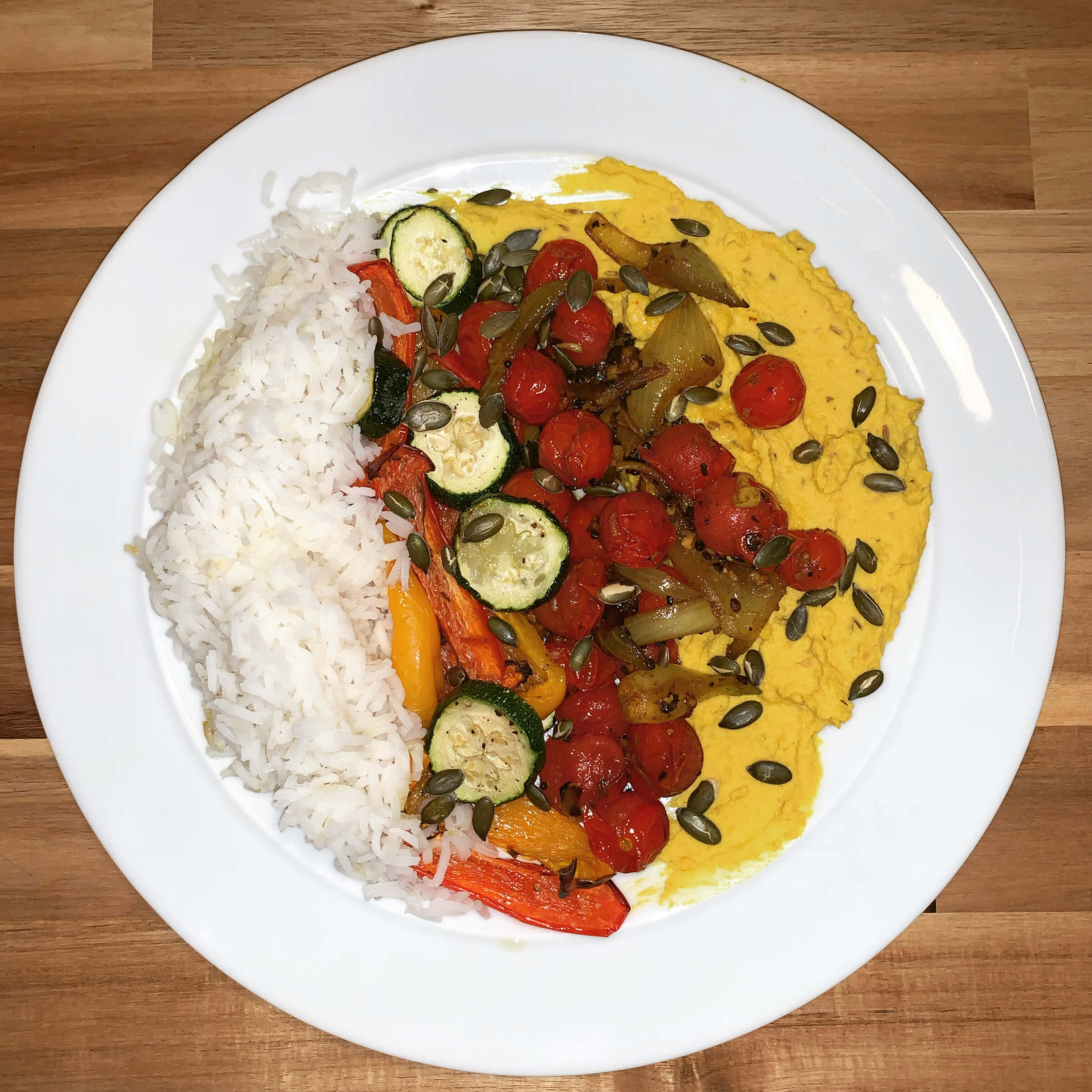 Tomato Curry, Roast Veg and Turmeric Hummus (How To Recipe)