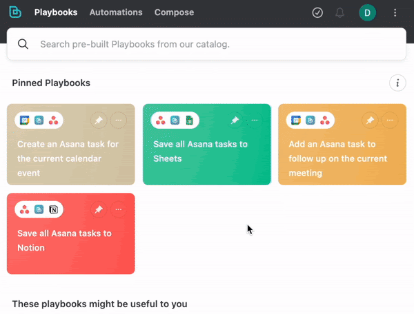 Create an Asana task to follow up on the current meeting | Bardeen Playbooks
