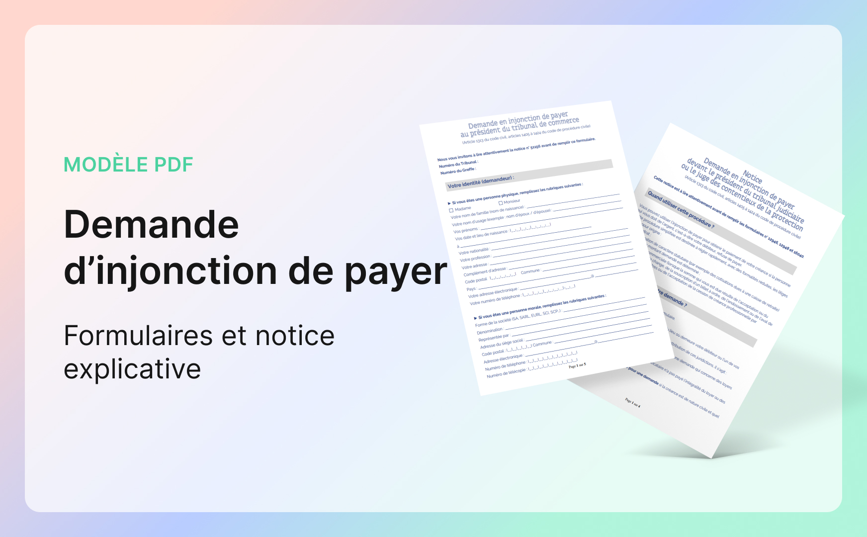 Formulaire de demande en injonction de payer
