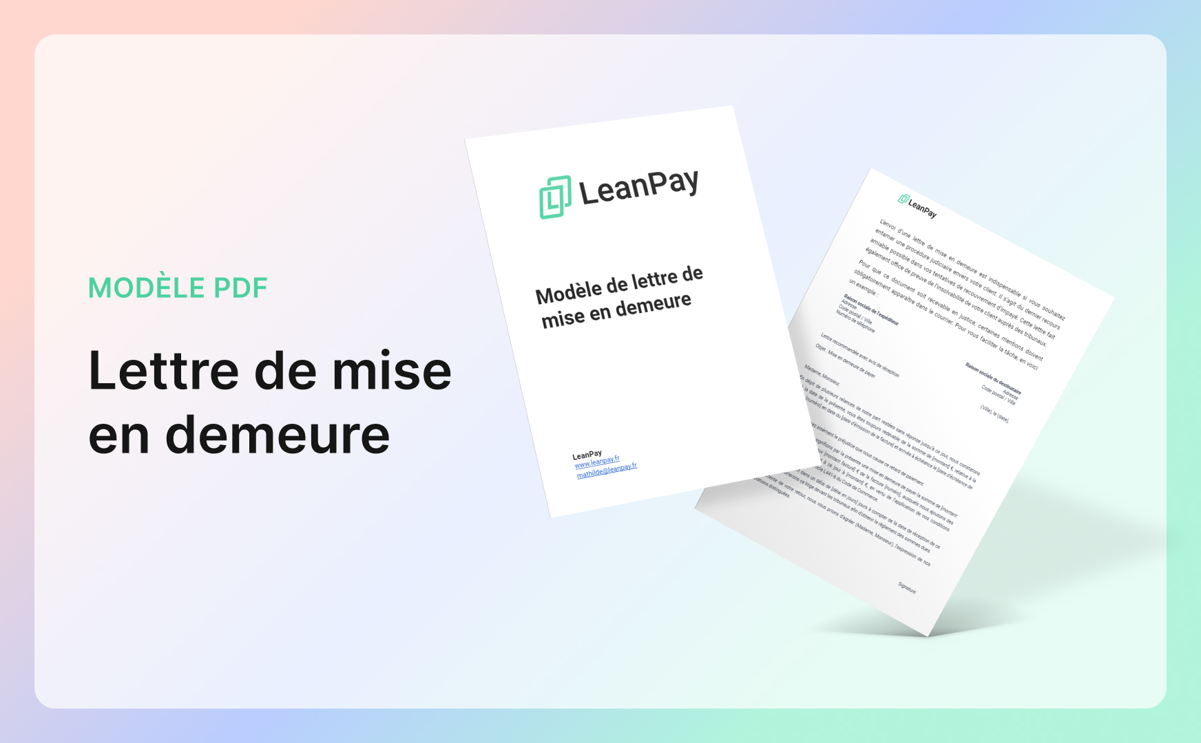 Modèle de lettre de mise en demeure