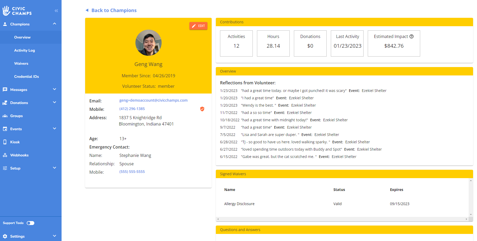 The Value of the Volunteer Profile