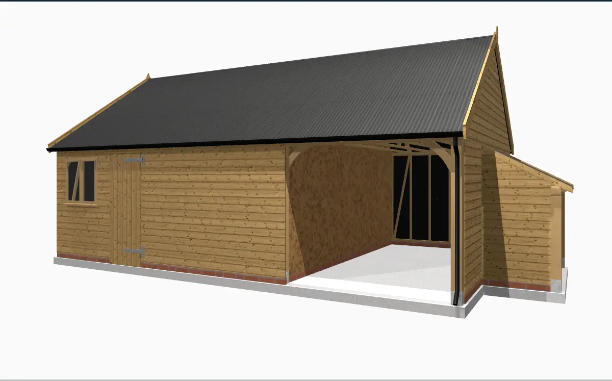 Triple Bay Oak Framed Garage Large Workshop Open Bay