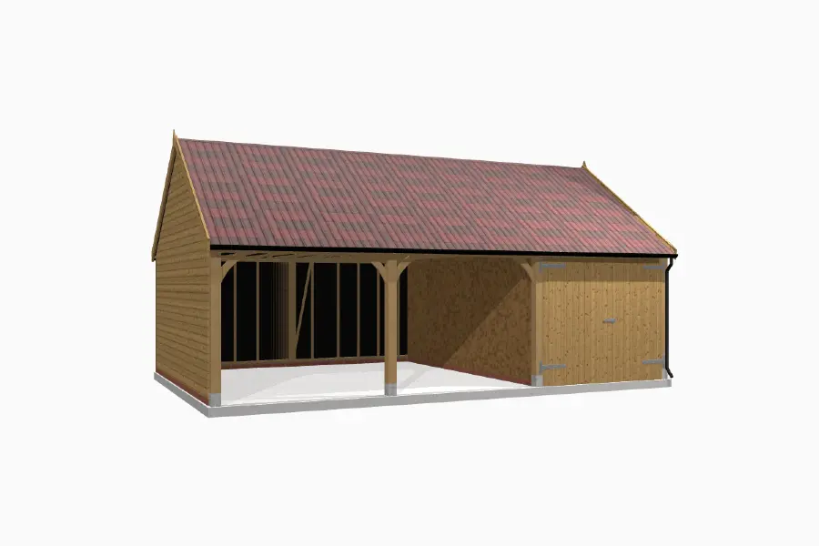 Triple Bay Oak Framed Garage Two Open Bays One Garage | Bespoke Oak ...