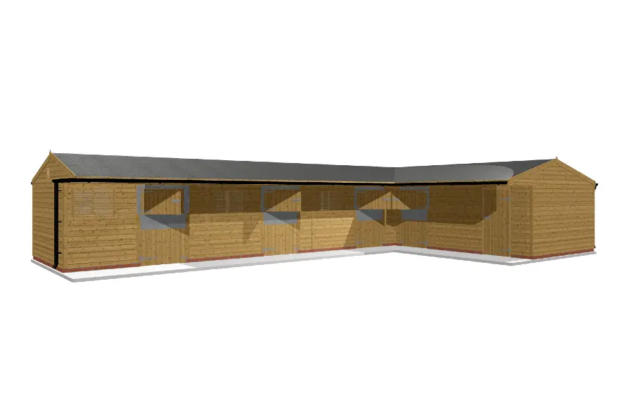 L-Shaped Stable Block - Four Boxes With Tack Room