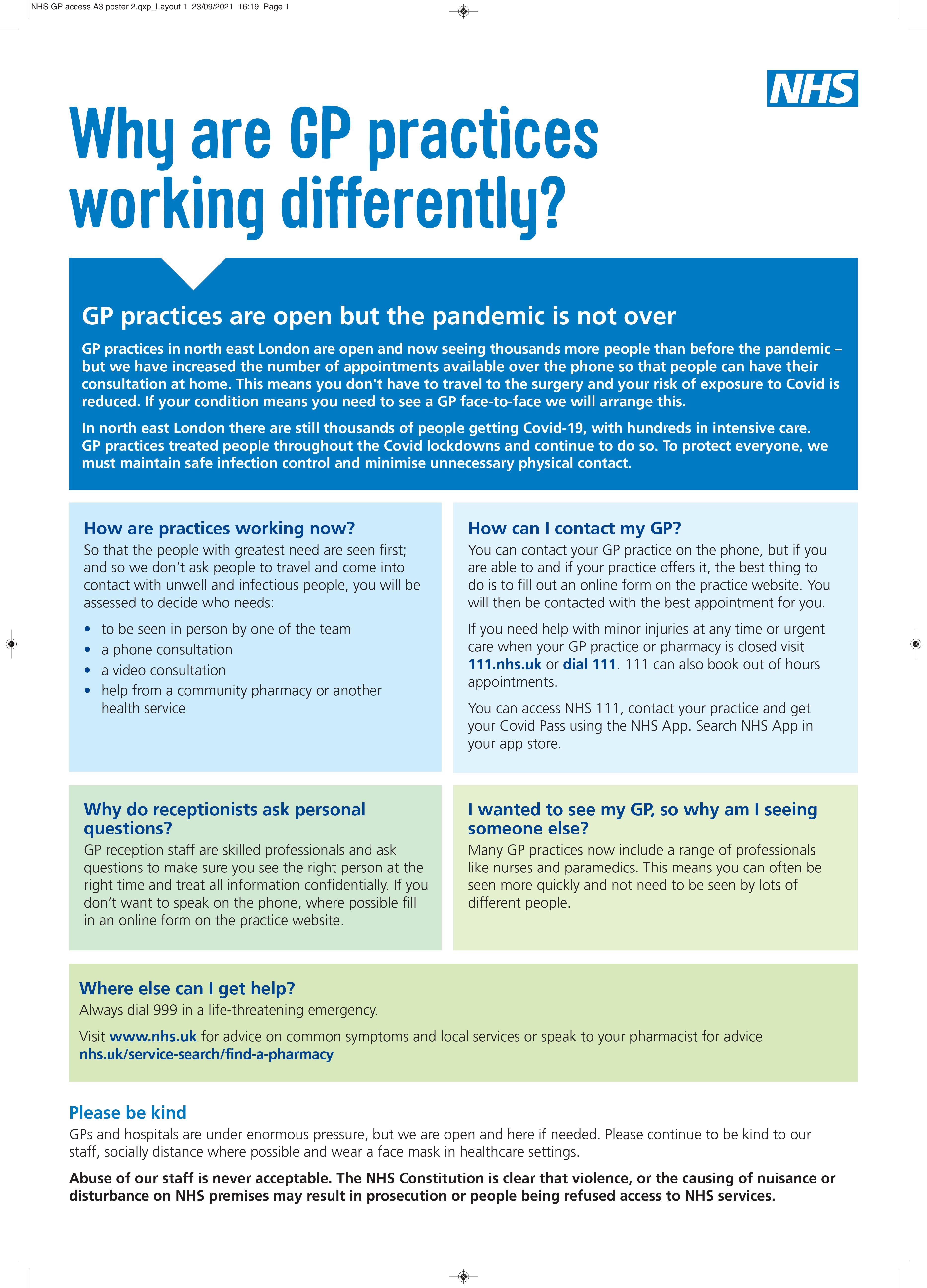 Why are GP practices working differently? | NHS GP Surgery