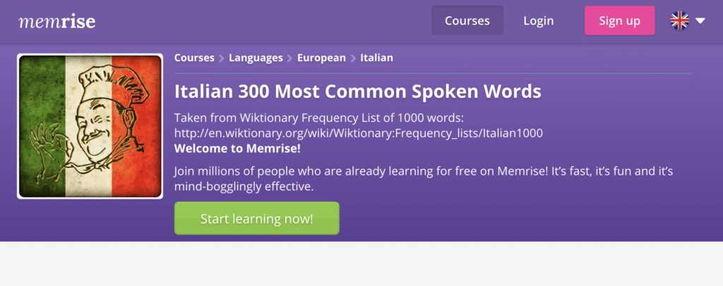 100 List of Common Italian Words