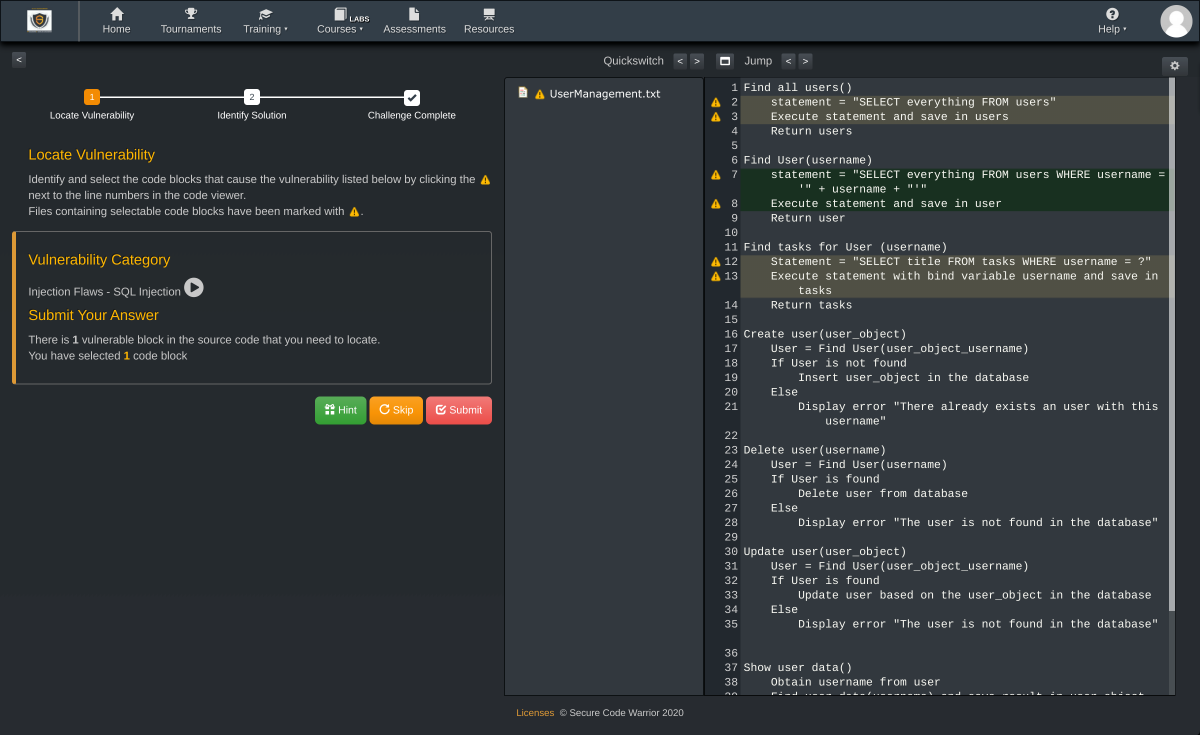 Courses for Cybersecurity Coding | Secure Code Warrior