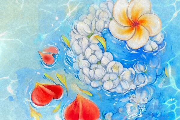 Songkran Flower Watercolor Tutorial for Procreate