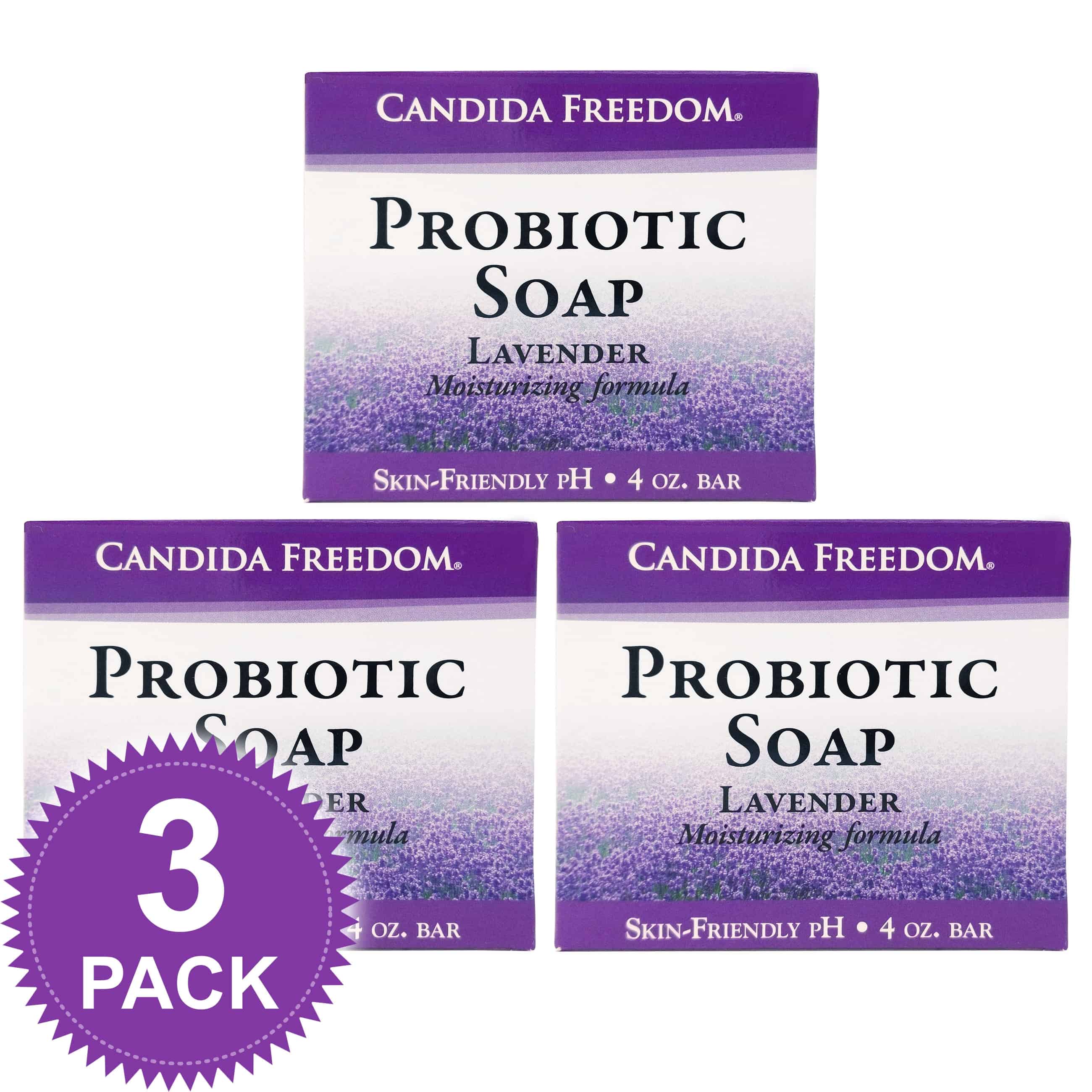 Candida Freedom 3 Pack Lavander Probiotic Soap | Candida Freedom