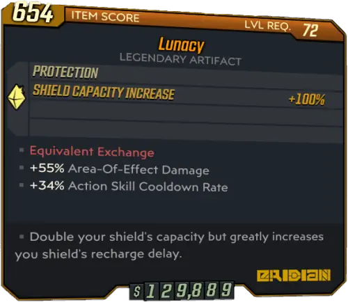 Lunacy • BL3 – Legendary Artifact | Lootlemon