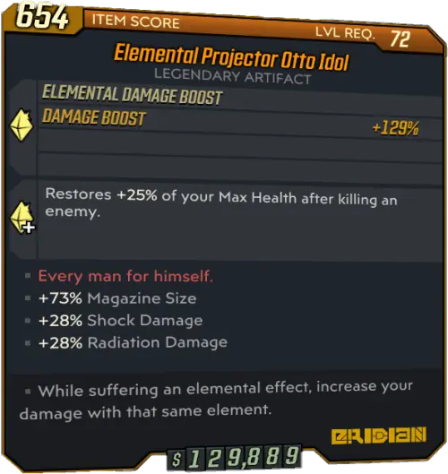 Otto Idol • BL3 – Legendary Artifact | Lootlemon
