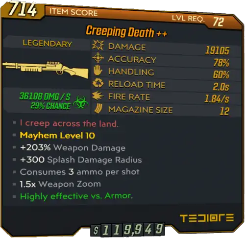 Creeping Death • BL3 – Legendary Shotgun | Lootlemon