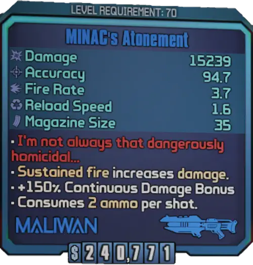 MINAC's Atonement • TPS – Rare Laser | Lootlemon