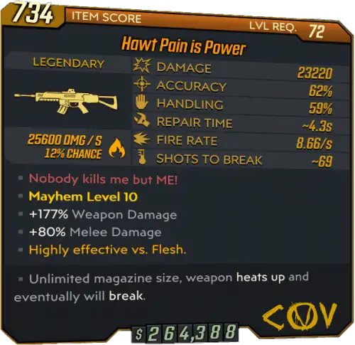 Pain is Power • BL3 – Legendary Assault Rifle | Lootlemon