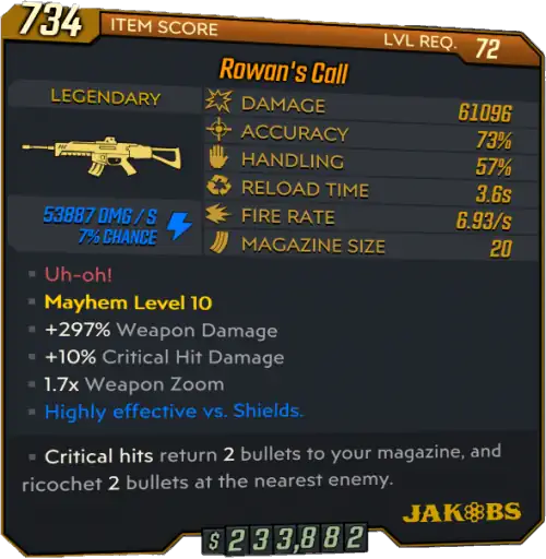 Rowan's Call • BL3 – Legendary Assault Rifle | Lootlemon