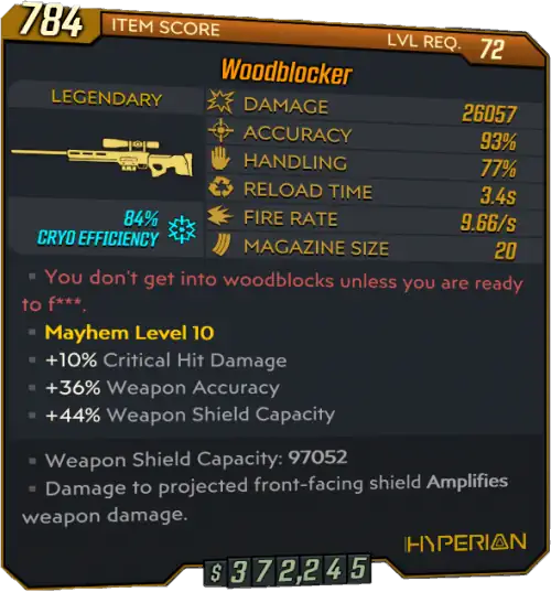 Woodblocker • BL3 – Legendary Sniper | Lootlemon