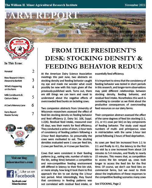 Current & Archived Farm Reports | Miner Institute