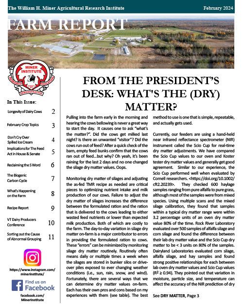 Current & Archived Farm Reports | Miner Institute