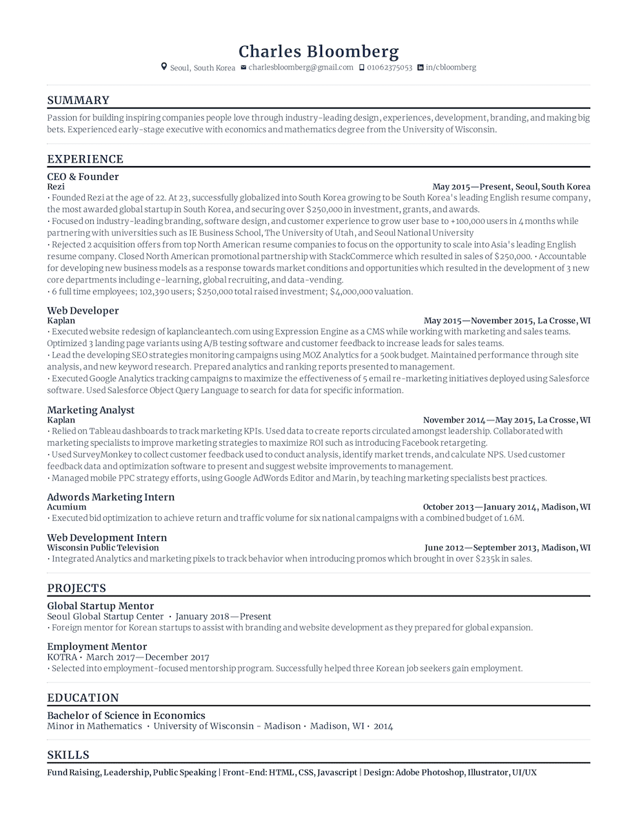 Rezi Linkedin Resume Builder