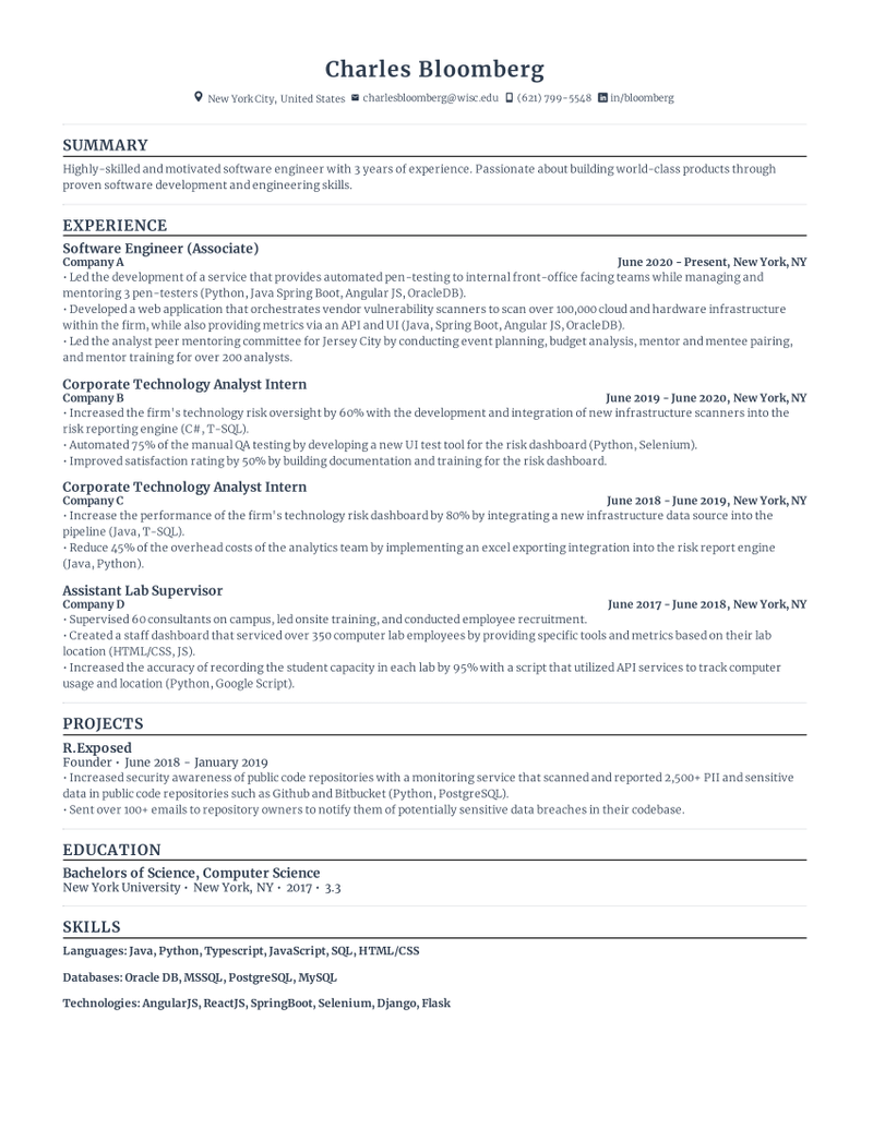 Rezi - 300+ Real Free ATS Resume Templates