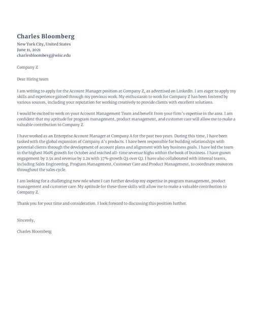 Rezi Cover Letter Templates Library