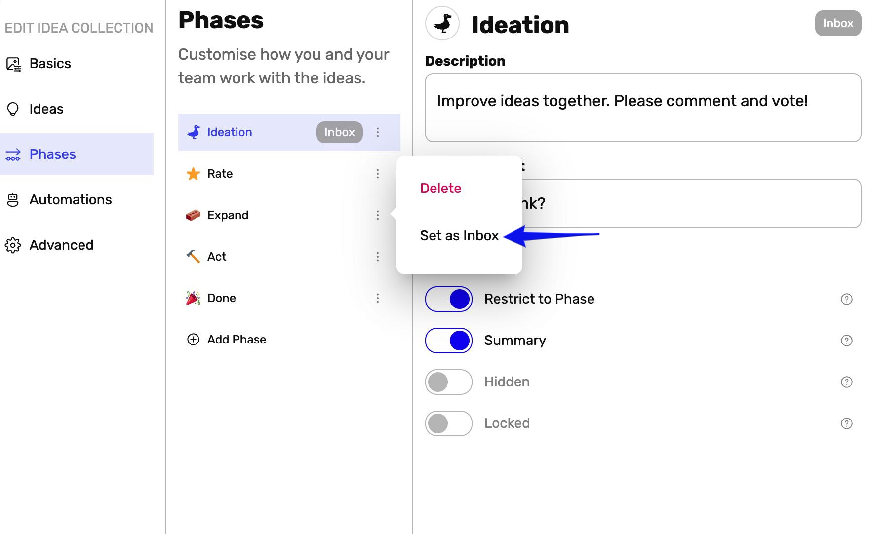 Phases | Ideanote Help