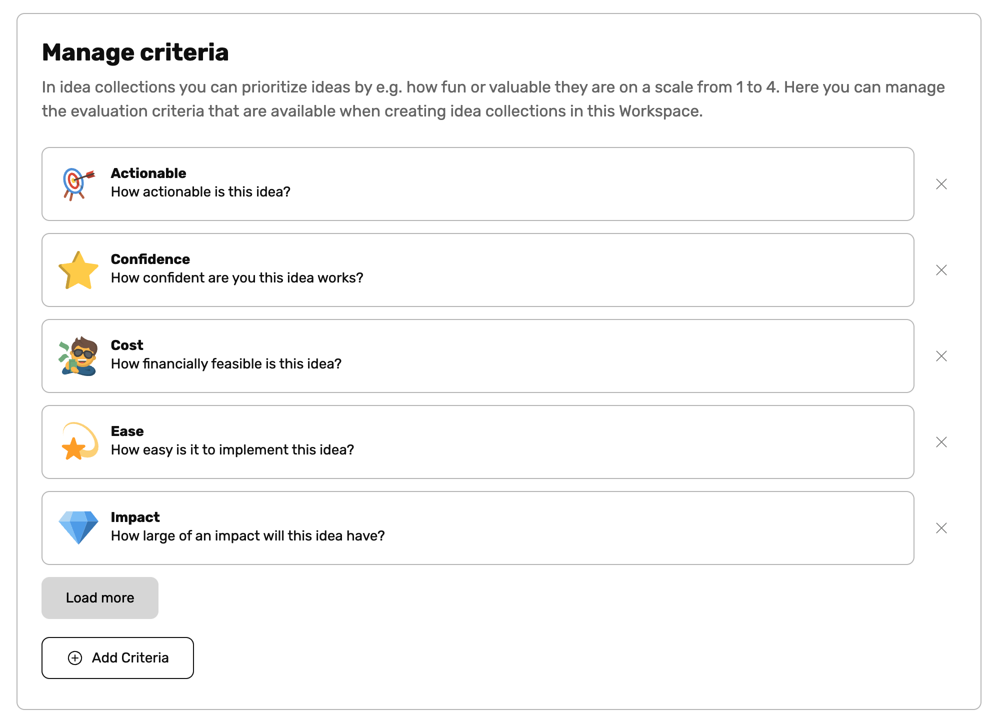 Criteria | Ideanote Help