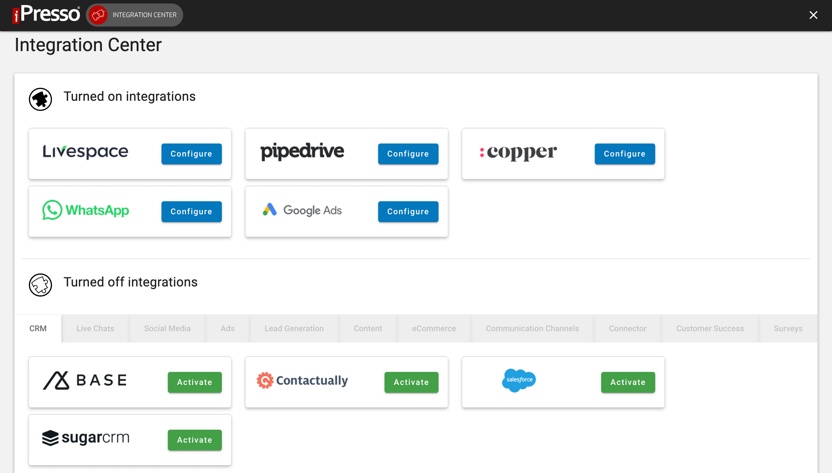 iPresso Integrations | All in one place