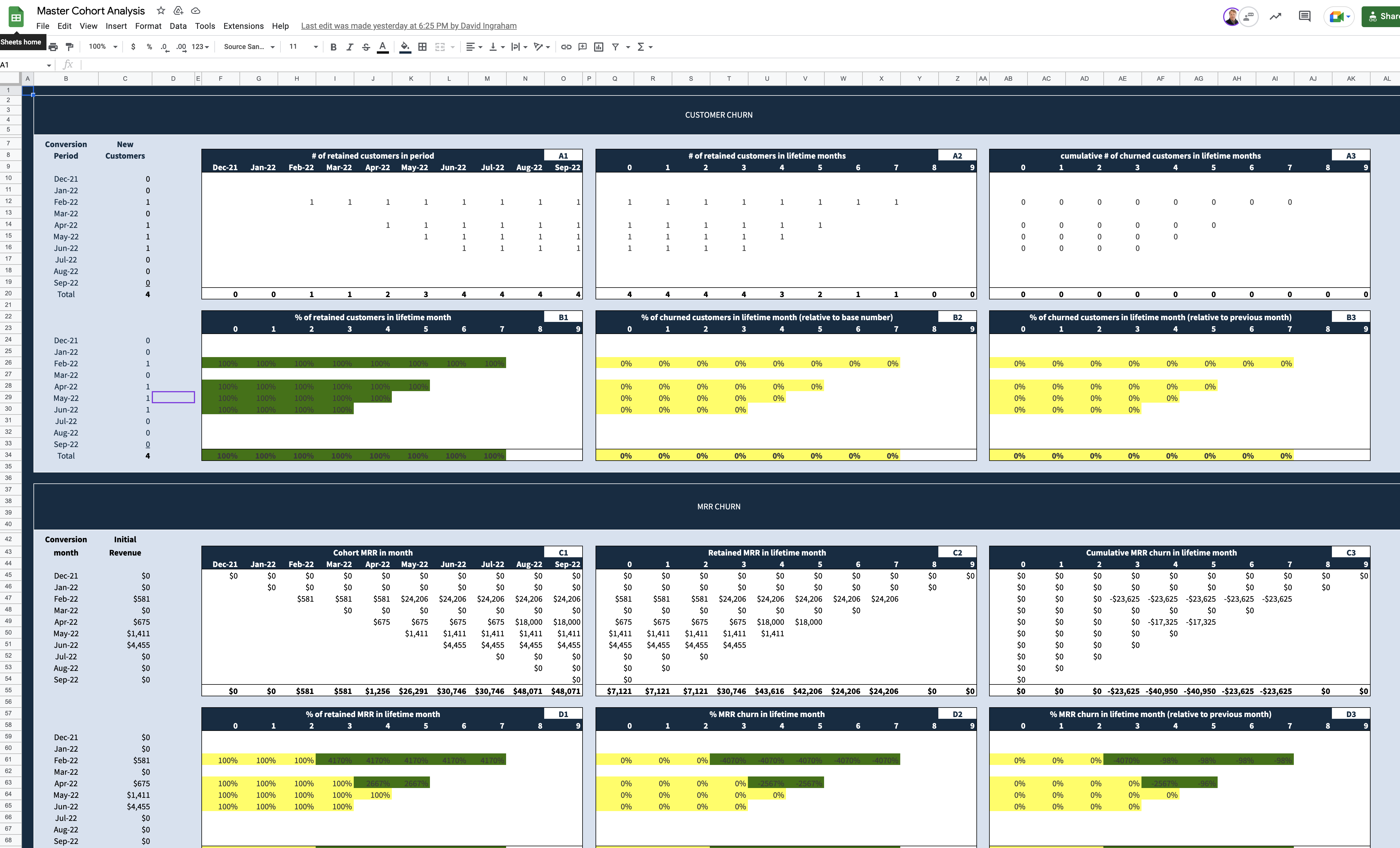 Cohort Analysis Template for SaaS