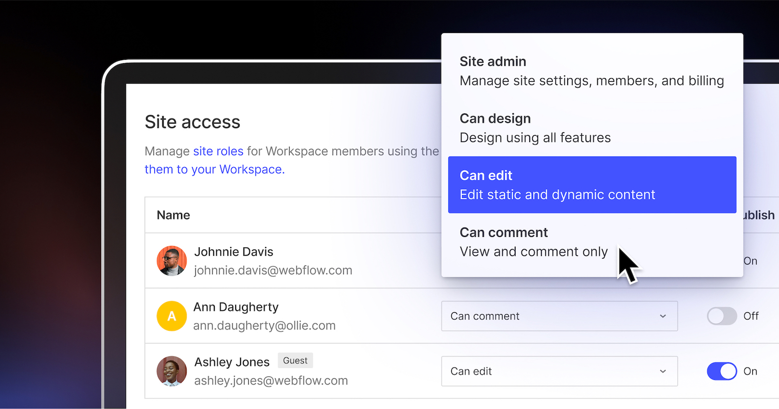Evolving teamwork with new content editing and commenter roles | Webflow Blog