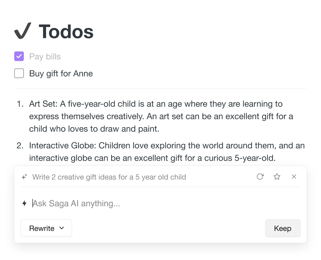 Saga AI – The AI-powered workspace for your notes, docs, and tasks