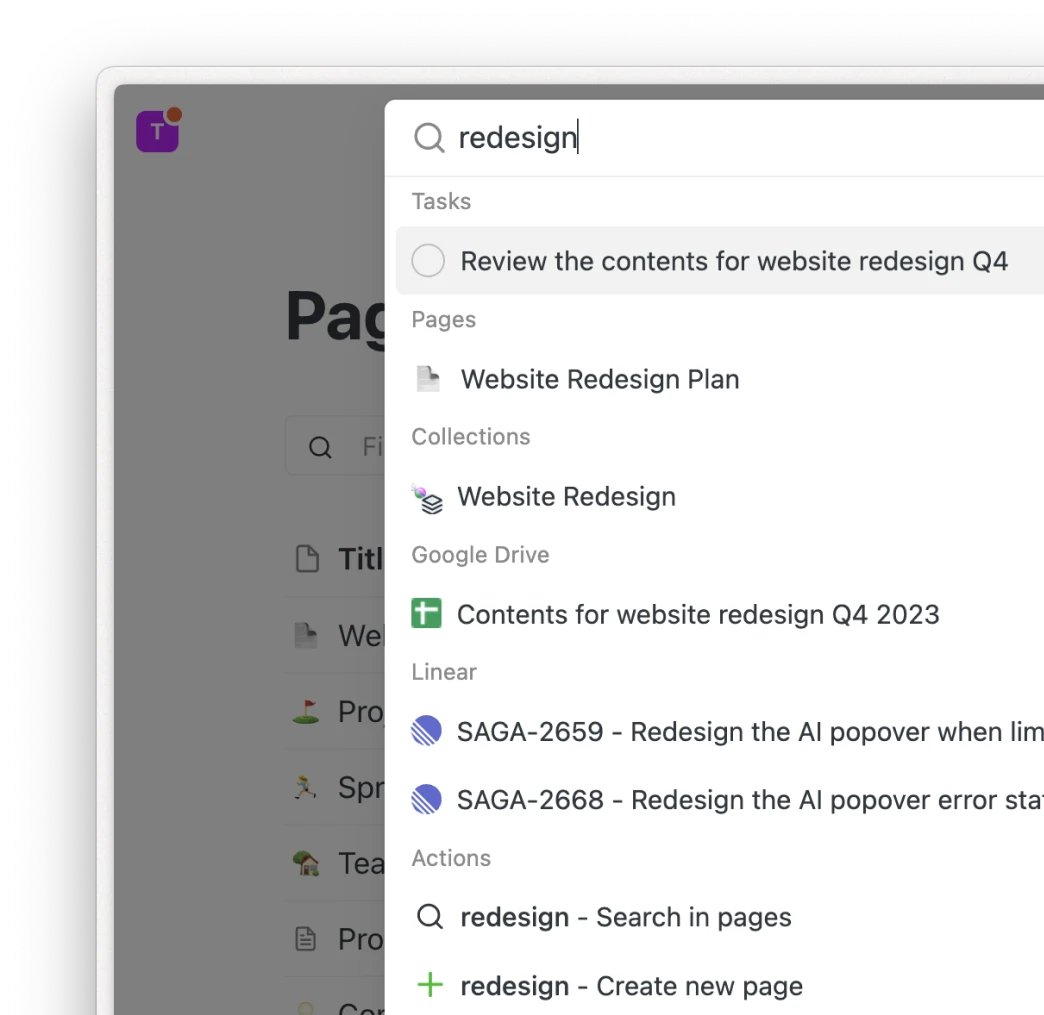 Saga – the fast and simple knowledge workspace. With AI.
