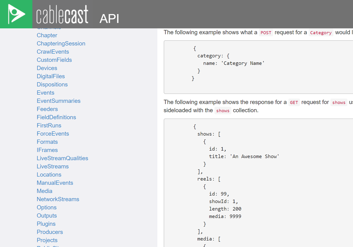 Cablecast Feature - API Access
