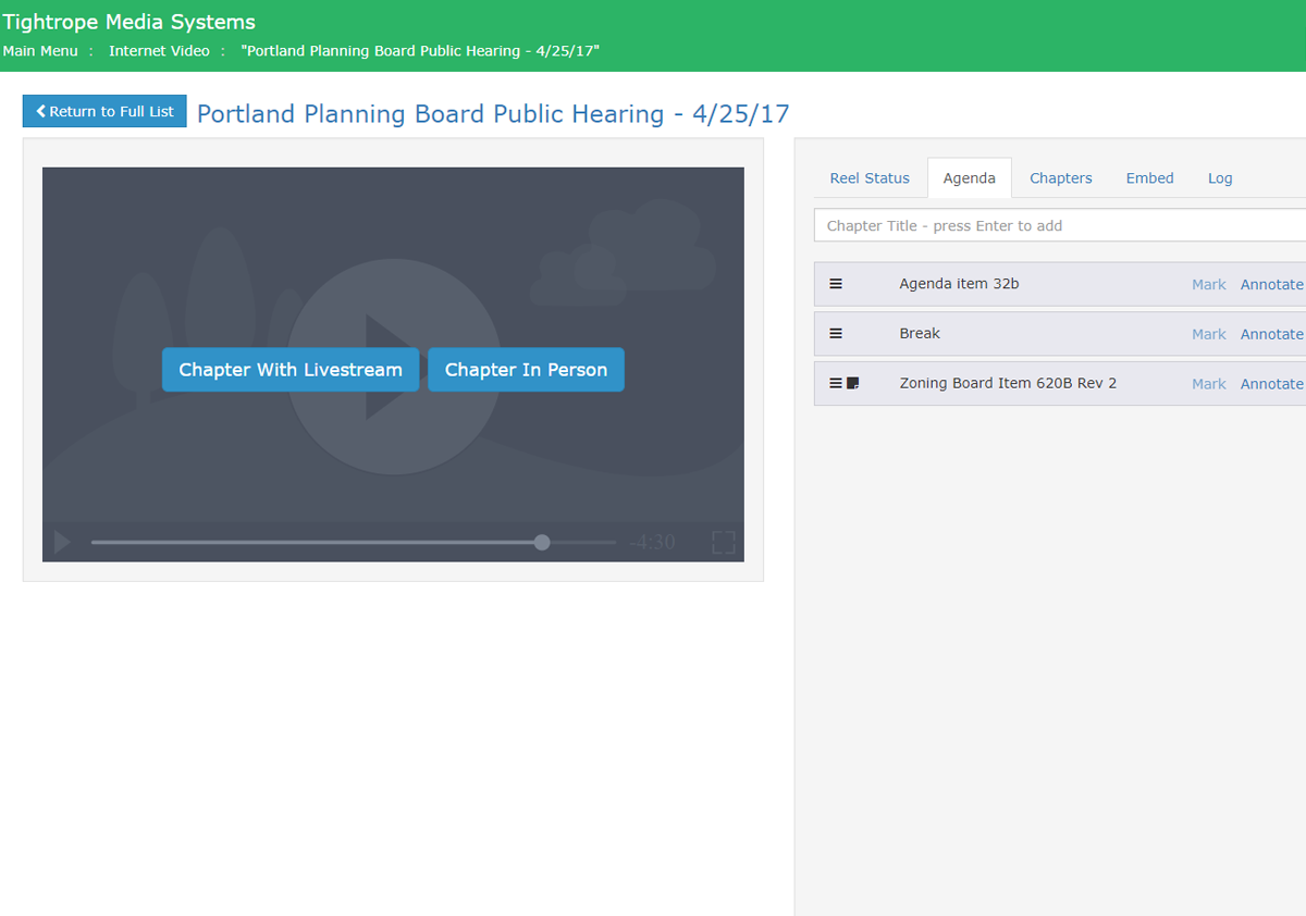 Cablecast Feature - Chaptering Live Events