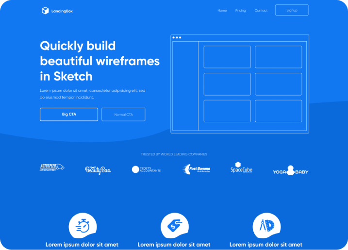 Landing Page Wireframes