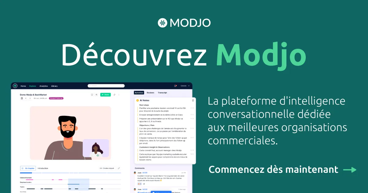 Modjo - Plateforme de productivité et performance commerciale