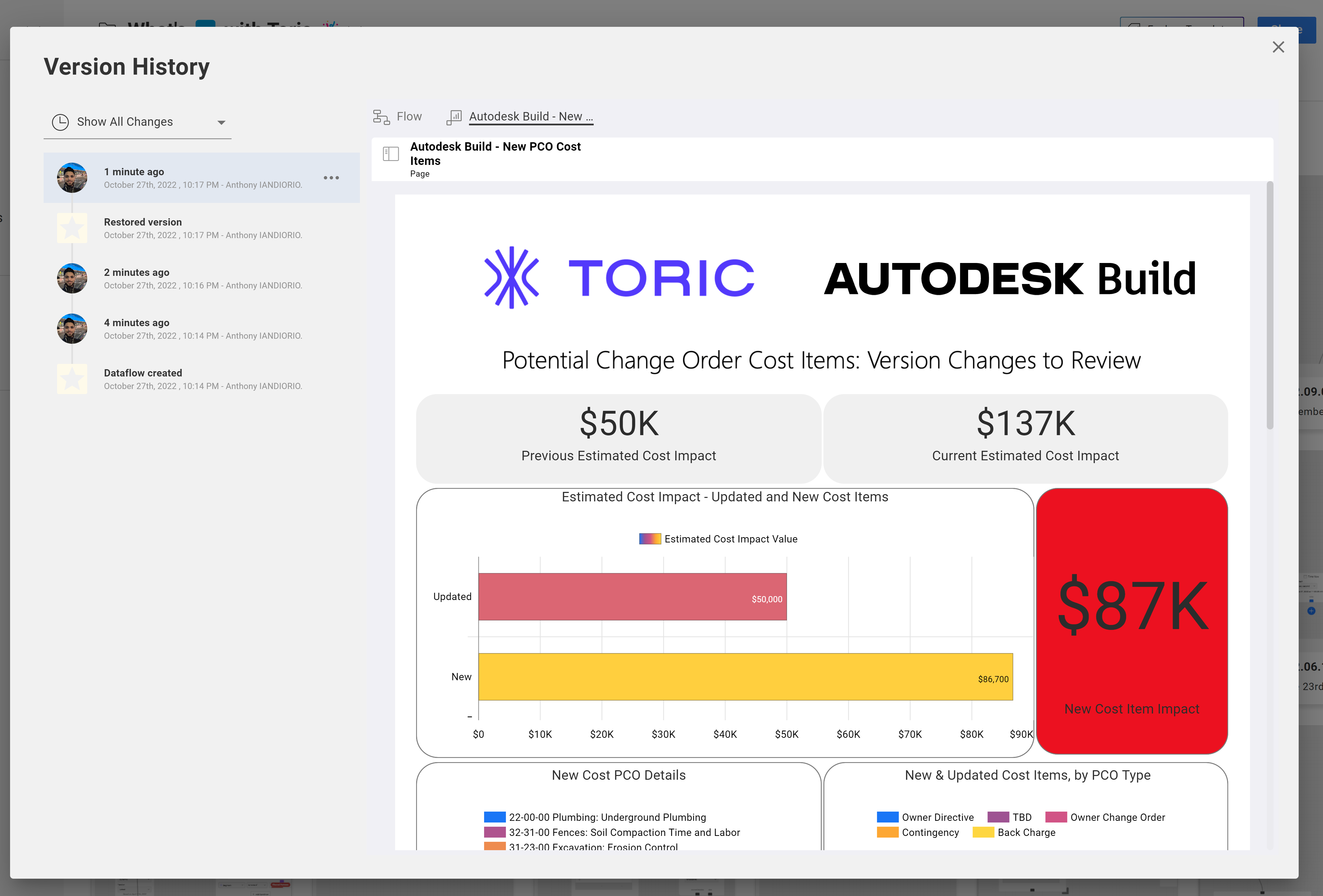 View and Manage Changes to a Dataflow