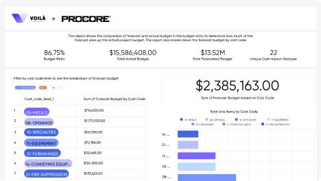 Pre-Built Data Visualizations | Procore Budget Variance Dashboard | Toric