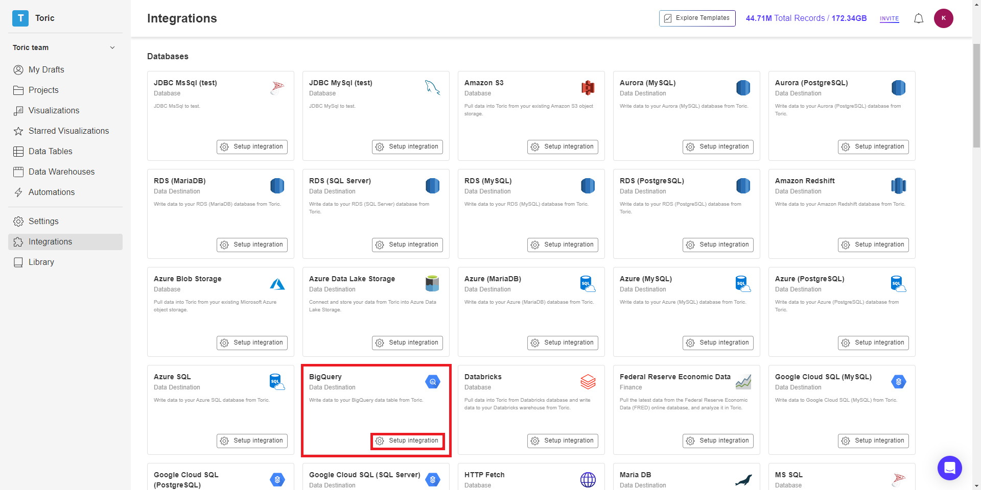 Connectors - BigQuery | Toric Learning Hub