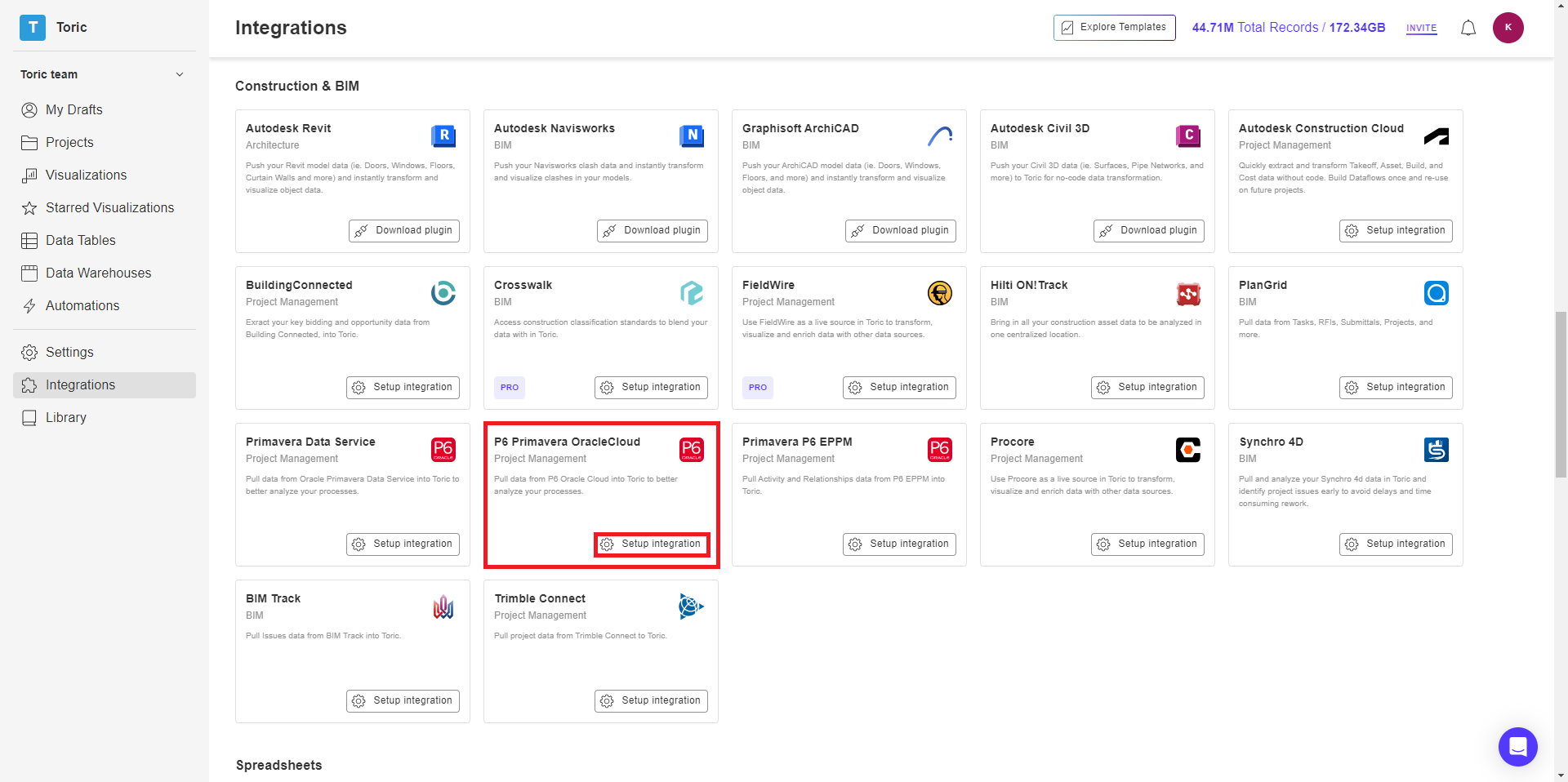 Connectors - P6 Oracle Primavera Cloud (OPC) | Toric Learning Hub