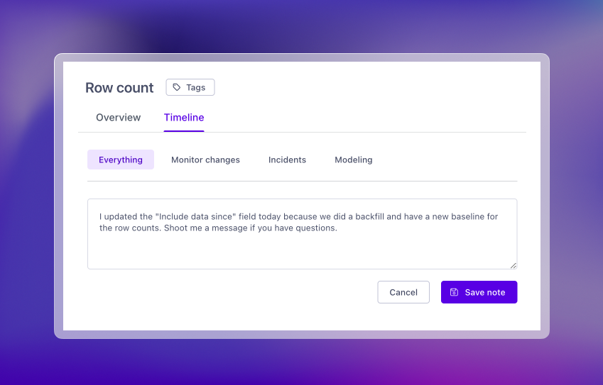 Monitor notes | Metaplane